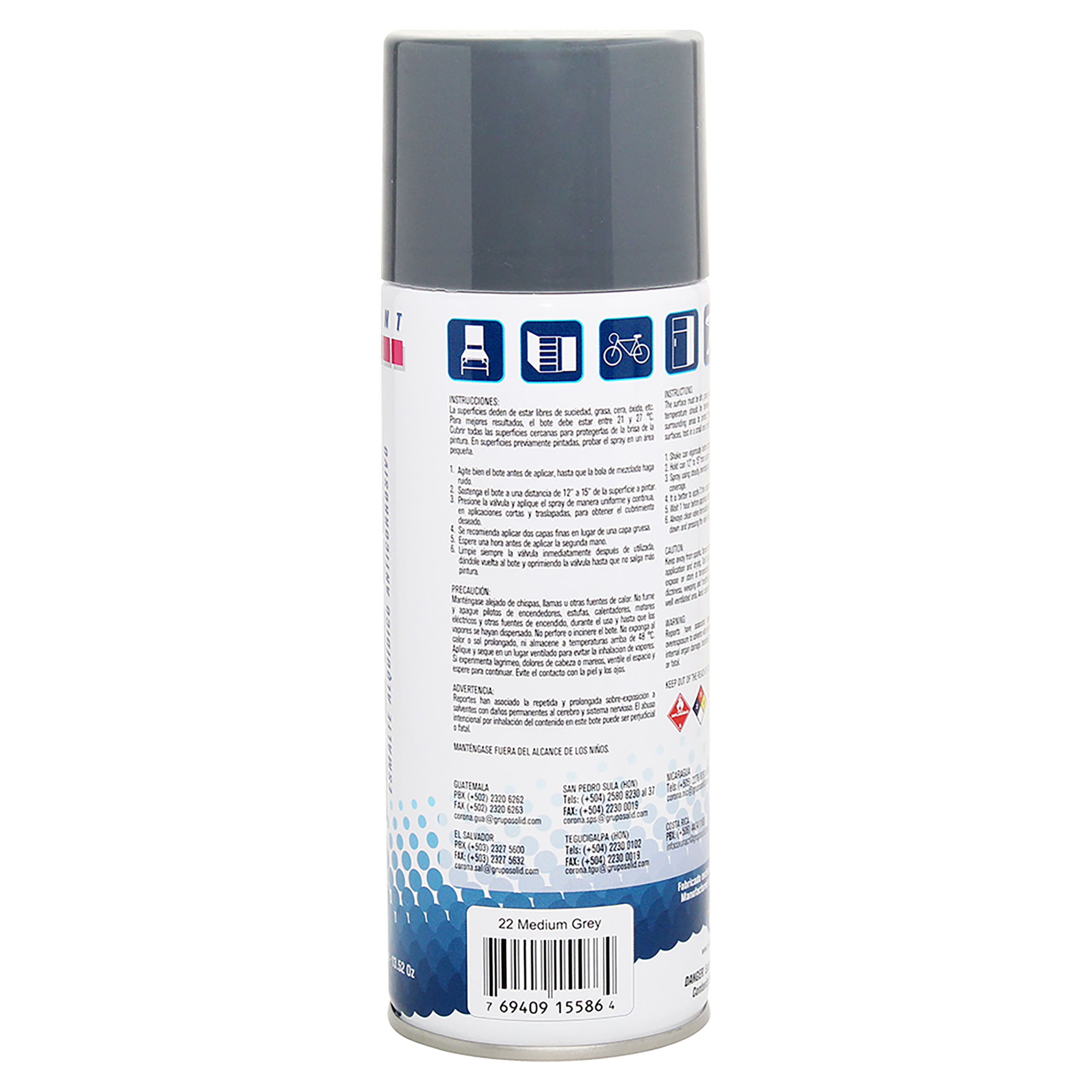 Comprar Pintura En Spray Corona Color Gris Medio De Secado Rapido Fast ...