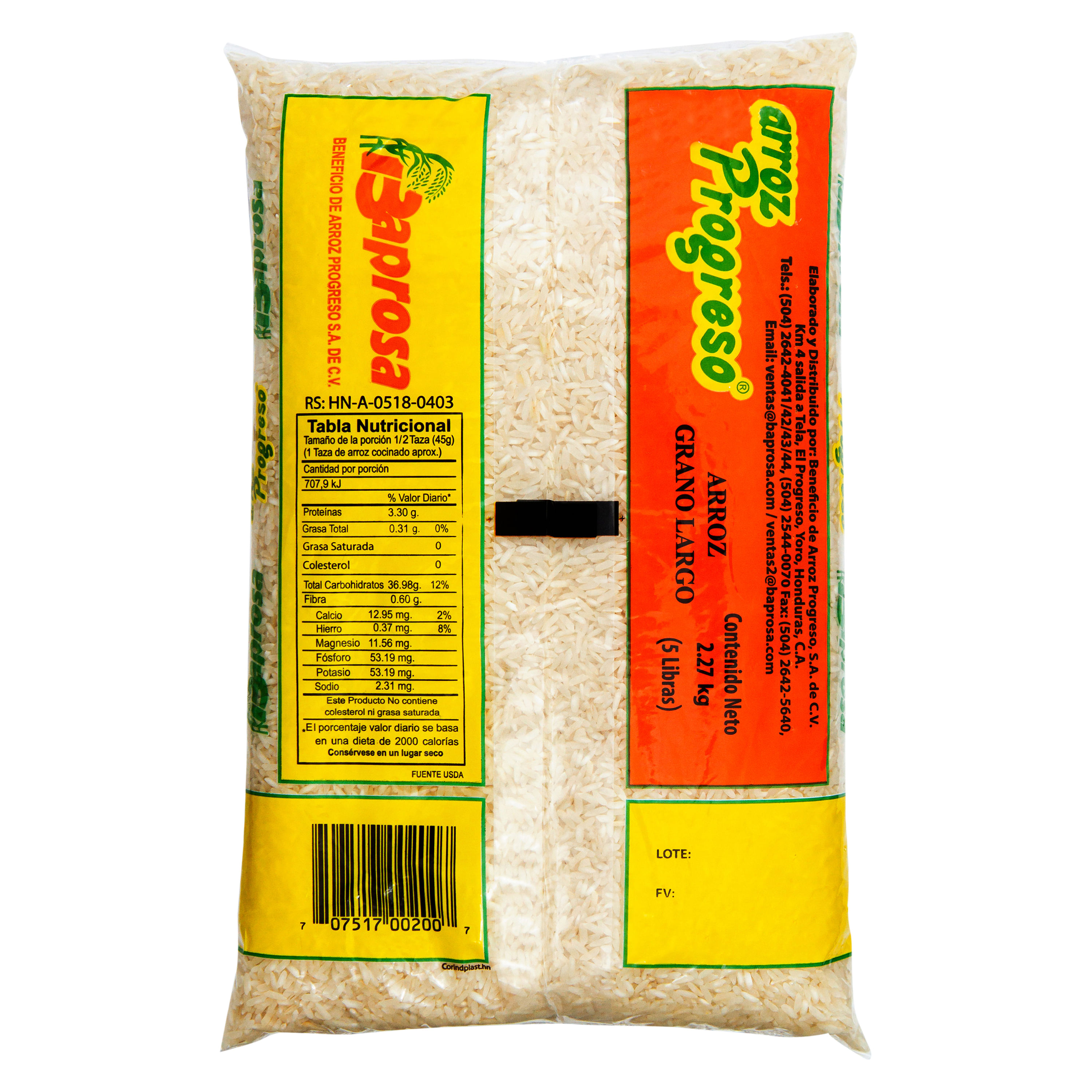 Comprar Arroz Grano Largo Blanco Progreso - 2268gr | Walmart Honduras ...