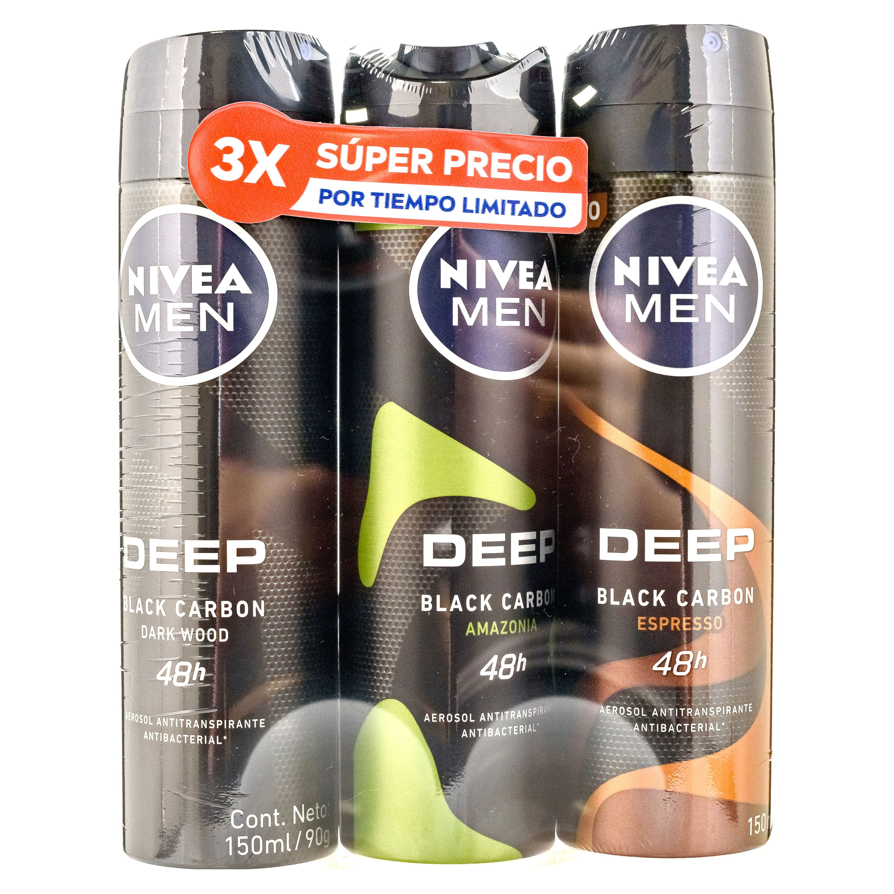 3Pack Desodorante Spray Nivea Deep 450ml