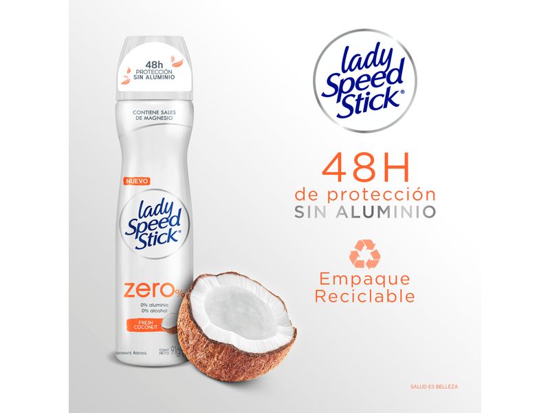 Desodorante Lady Speed Stick Zero Fresh Coconut Aerosol 91 g Desodorante Lady Speed Stick Zero Fresh Coconut Aerosol 91 g