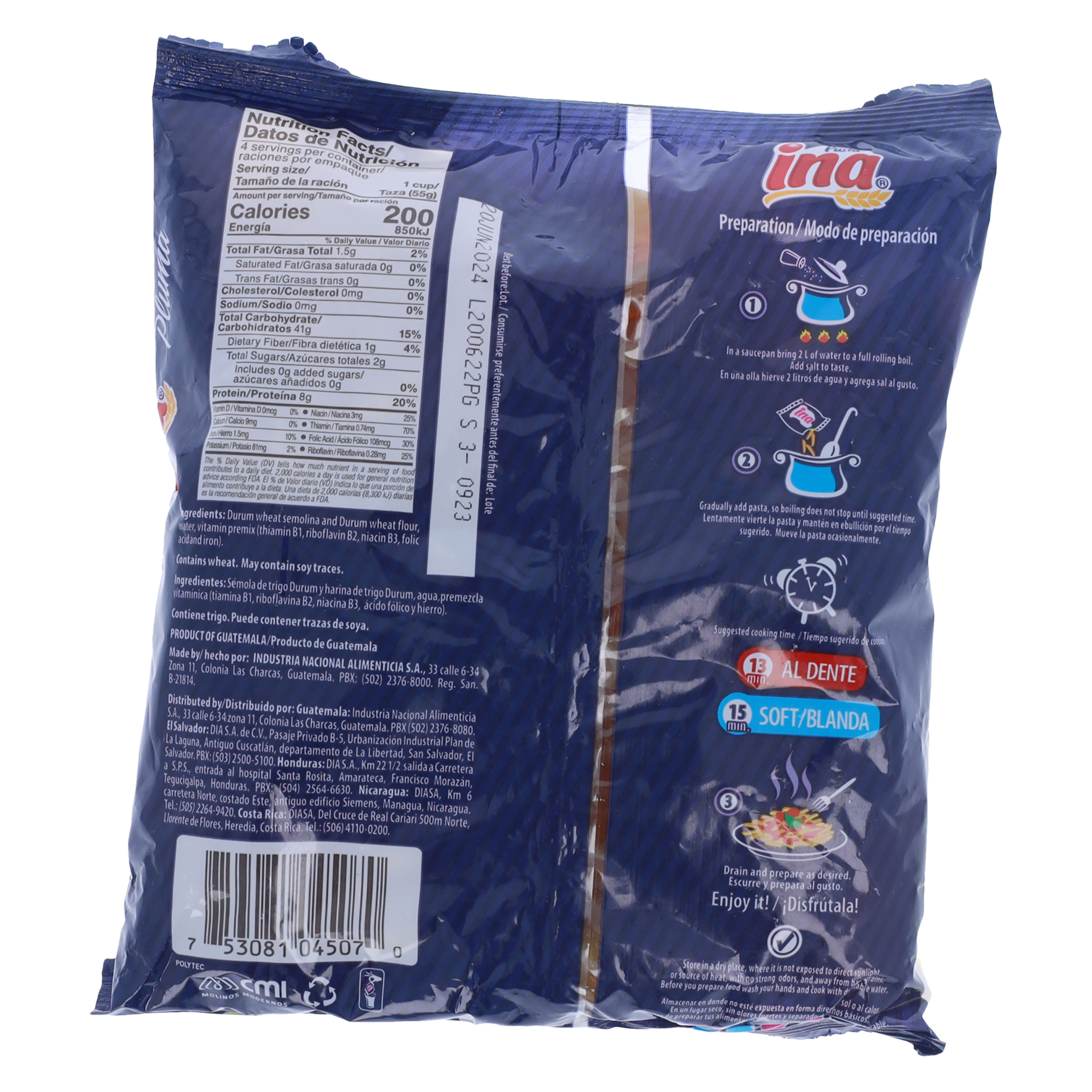 Comprar Pasta Corta Ina Pluma - 200gr | Walmart Honduras - Walmart ...