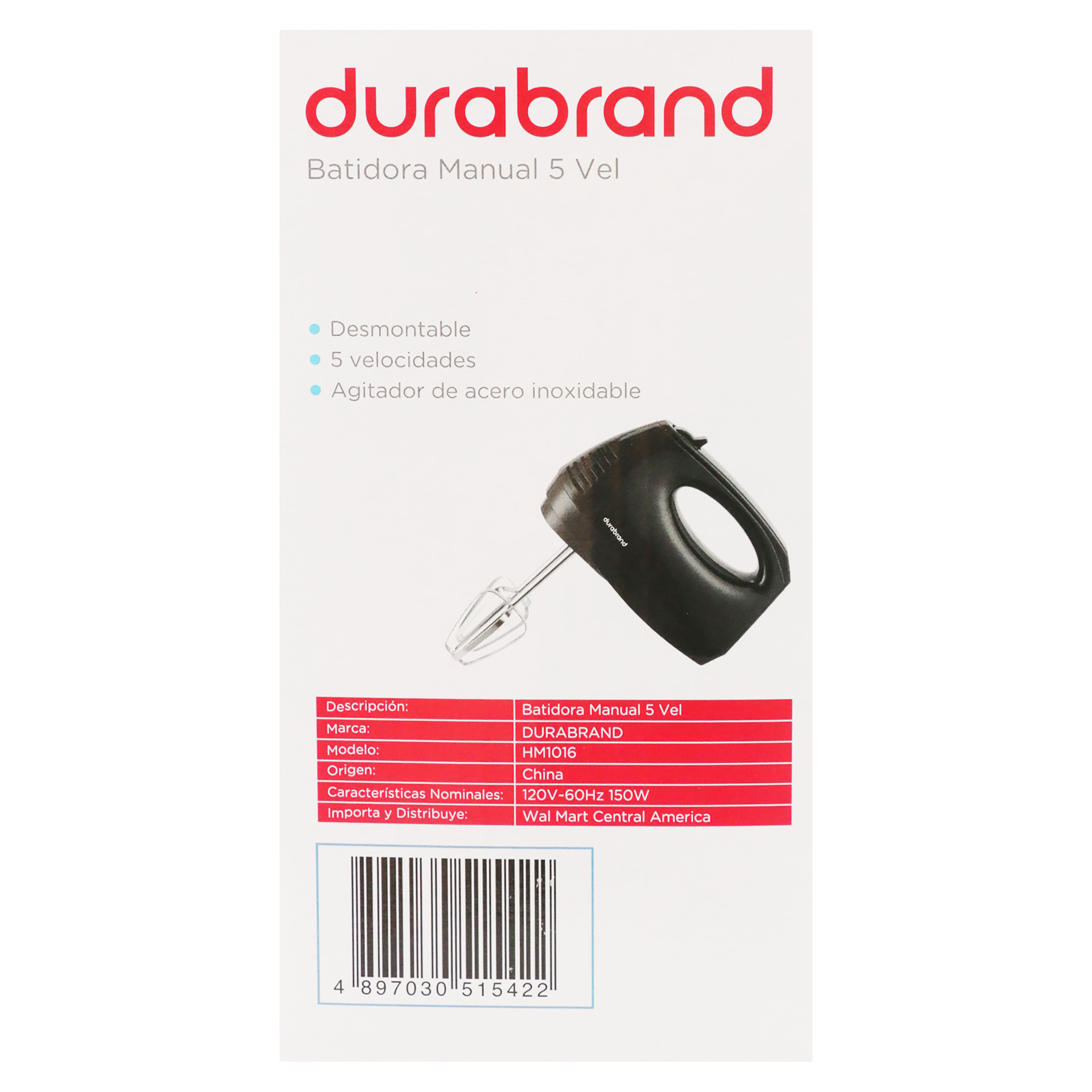Comprar Batidora manual Durabrand 5 velocidades de 150 watts | Walmart ...