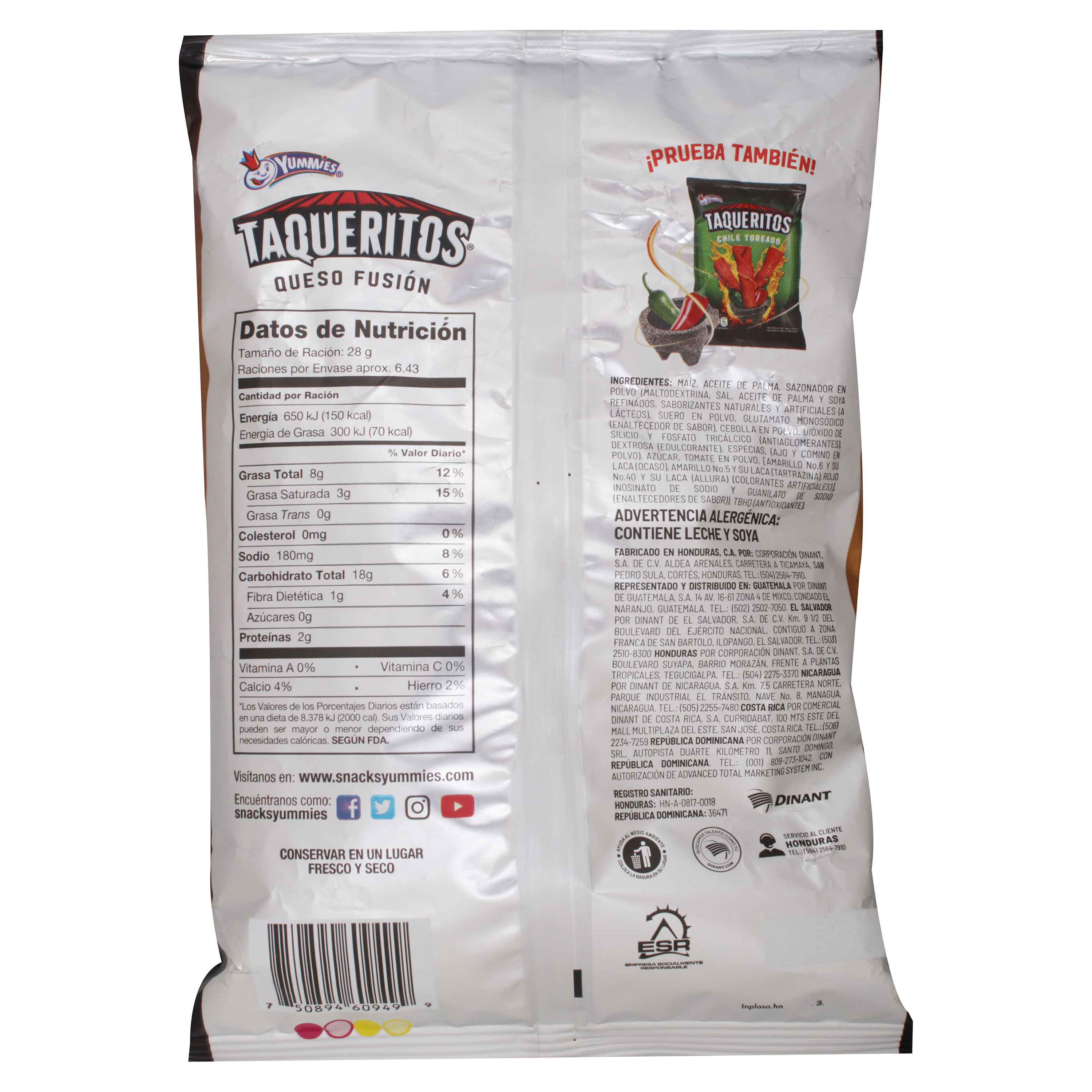 Comprar Snack Yummies Taquerito Ques Fusio 180Gramos | Walmart Honduras ...