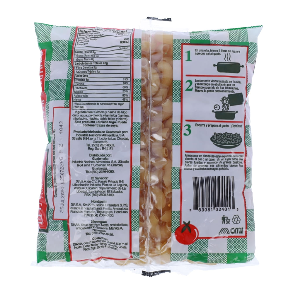 Comprar Pasta L'Italiana coditos medianos - 200 g | Walmart Honduras - Paiz Honduras