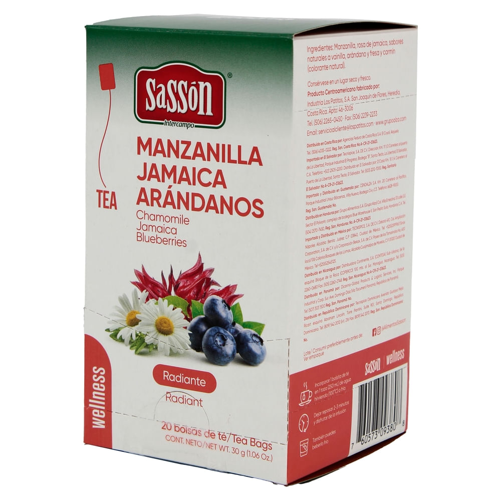Comprar Té Sasson Wellness Manzana Jamaica Y Arándanos -30 g | Walmart ...