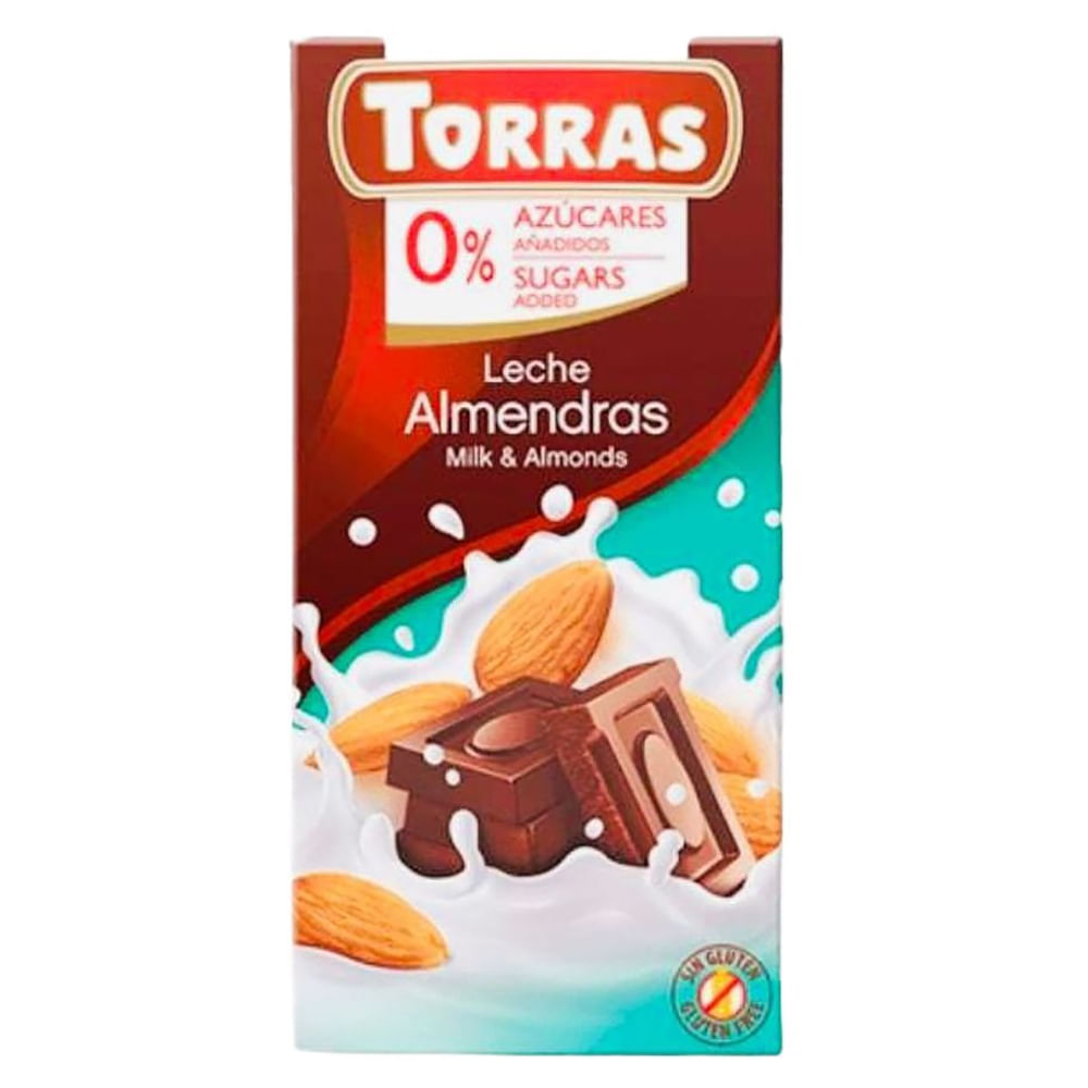 Comprar Chocolate Torras leche y almendras sin azucar-75 g | Walmart ...