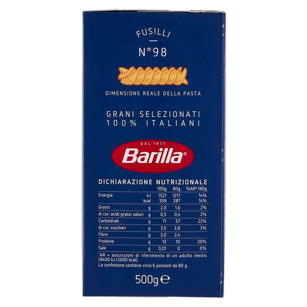 Pasta Barilla Fusilli N98 - 500 g - Paiz Honduras