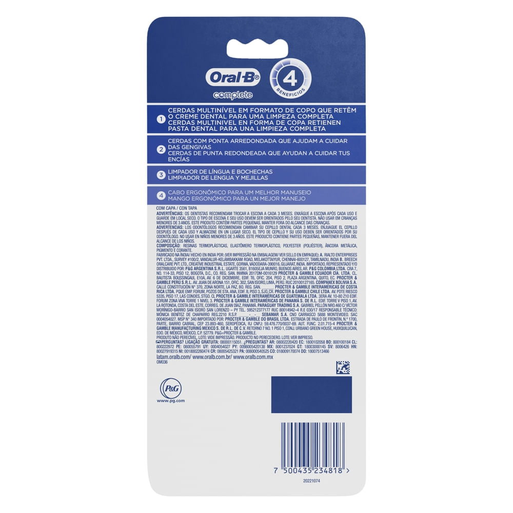 Comprar Cepillo Oral B Complete Back 4 Und | Walmart Honduras - Walmart ...