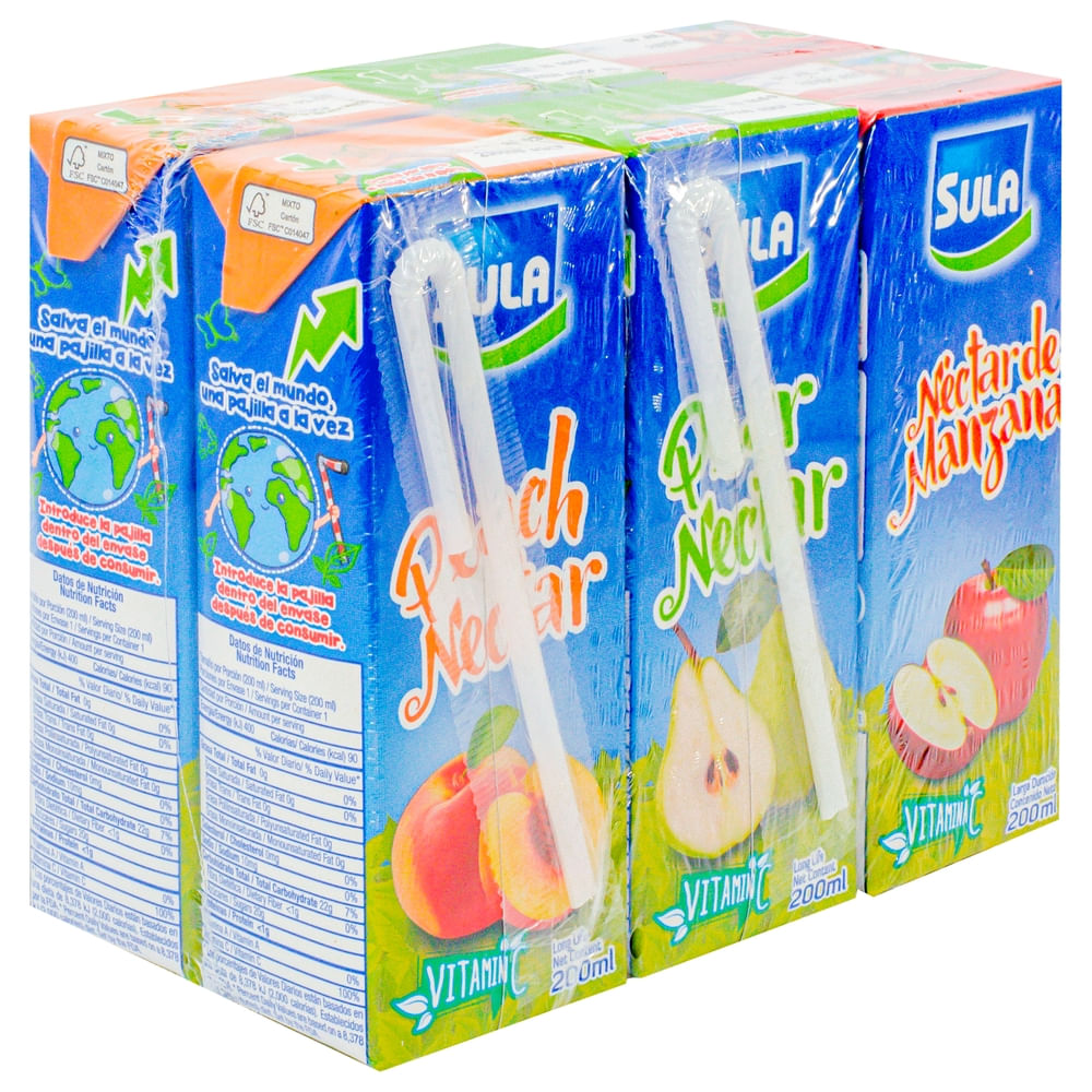 Comprar Jugos Sula Néctar de Manzana Melocoton y Pera 6 Pack - 200 ml ...